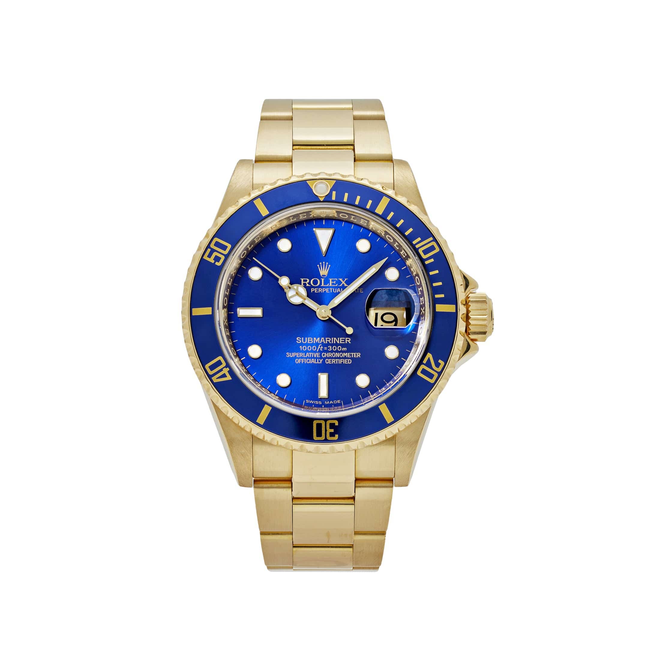 Rolex Submariner Date 16618LB Yellow Gold Blue Dial – CoolBrand